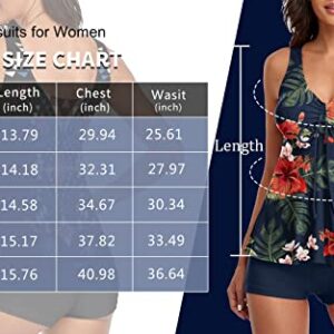 MARZXIN Tankini Swimsuits for Women Two Piece Bathing Suits Swimwear with Boyshorts FloralG XXL