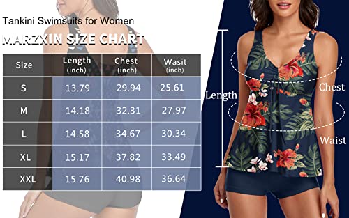 MARZXIN Tankini Swimsuits for Women Two Piece Bathing Suits Swimwear with Boyshorts FloralG XXL