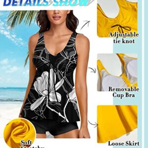 MARZXIN Tankini Swimsuits for Women Two Piece Bathing Suits Swimwear with Boyshorts FloralG XXL