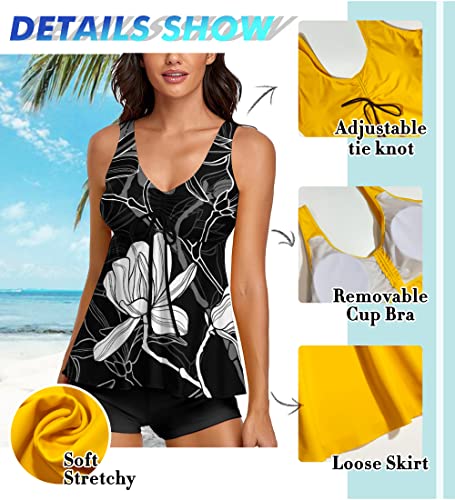 MARZXIN Tankini Swimsuits for Women Two Piece Bathing Suits Swimwear with Boyshorts FloralG XXL