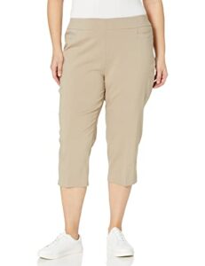 briggs new york womens plus-size pull on capri pocket casual pants, cobblestone, 20 plus