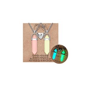 MJartoria BFF Necklace for 2 Crystal Charms Best Friend Necklace Pendant Friendship Necklace Heart Matching Necklace for Couples Gifts