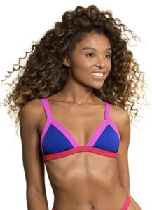 maaji womens fixed triangle bikini top, blue, large us