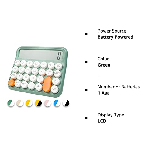 Standard Calculator 12 Digit,Desktop Large Display and Buttons,Calculator with Large LCD Display for Office,School, Home & Business Use,Automatic Sleep,with Battery.6 * 5.15in (Green)