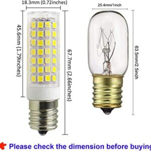 SSXBF E17 Dimmable LED 7W Microwave Oven Bulb - Intermediate Base LED Appliance Light,AC110V120V,Daylight White 6000K,8206232A Ceramic， 75W Halogen Bulb Equivalent(2pack)