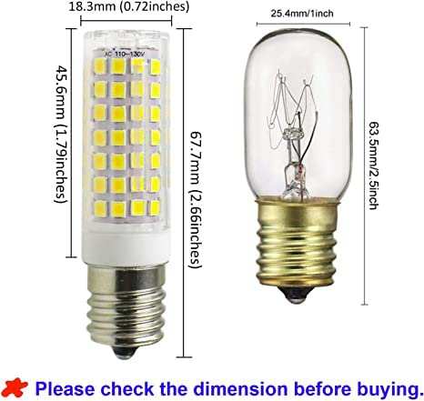 SSXBF E17 Dimmable LED 7W Microwave Oven Bulb - Intermediate Base LED Appliance Light,AC110V120V,Daylight White 6000K,8206232A Ceramic， 75W Halogen Bulb Equivalent(2pack)