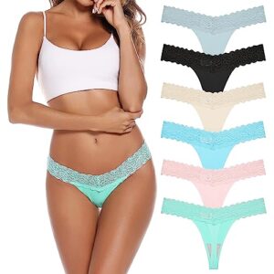 leitnias seamless thongs for women lace underwear seamless panties bikini bottom t-back tanga no show underwear for women 6 pack