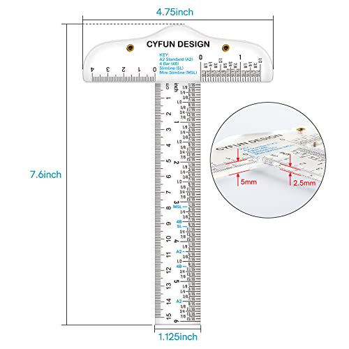 6" Clear Acrylic T-Square Ruler for Easy Reference While Crafting T-Square Ruler Handtool In Both Inches And Metric Measurements Transparent Graduated T-Ruler Inch Metric T-Square Measuring Scale Rule