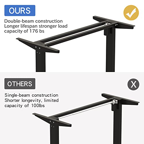 BUNOEM L-Shaped 59" Height Adjustable Electric Standing Desk, Sit and Stand Up Computer Desk For Home Office with Splice Board (Black Top, Black Frame)