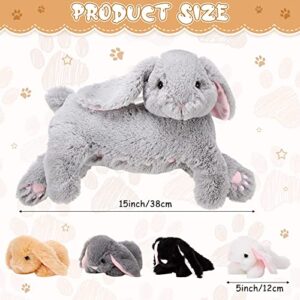 HyDren Nursing Bunnies Stuffed Animal Set: Soft, Cuddly Plush Mommy & 4 Baby Rabbits Toy for Kids (Gray)