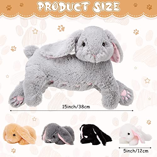 HyDren Nursing Bunnies Stuffed Animal Set: Soft, Cuddly Plush Mommy & 4 Baby Rabbits Toy for Kids (Gray)