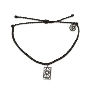 pura vida bracelet silver sun tarot charm bracelet - adjustable bracelet with waterproof band, string bracelet for women - stackable bracelets for teen girls, handmade bracelets for teens - black