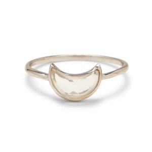 pura vida ring silver moon gemstone ring - handmade ring with synthetic moonstone, brass base with rhodium plating - silver rings for women, cute rings for teen girls, boho jewelry for women - size 8