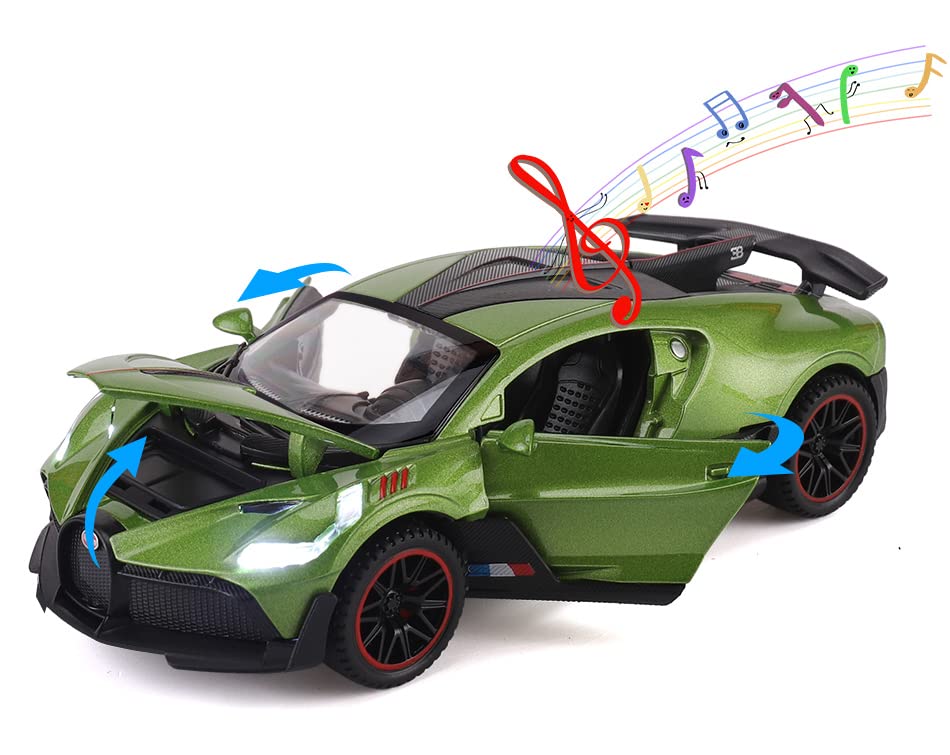 XXHUYAO 1/32 Bugatti Divo Metal Die Casting Toy Car for 3 to 12 Year Old Boy,Pull Back Car,5.9 inch Length (Green)