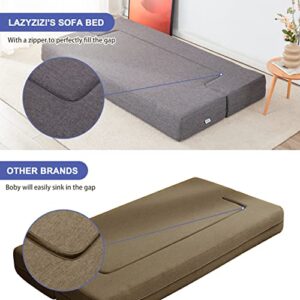 Lazyzizi Floor Fold Out Couch Bed with 2 Pillows & Washable Cover Convertible Sleeper Folding Guest Sofa Mattress for Living Room, Playroom 8inches Queen