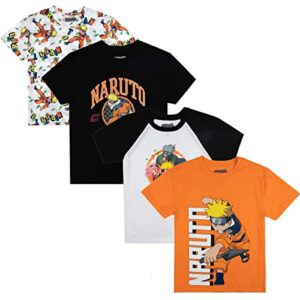 naruto uzumaki crew neck short sleeve 4pk boy's tees-xl multicolored