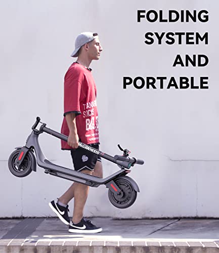 MEGAWHEELS Electric Scooter Adults, 9" Pneumatic Tubeless Tires, 15.5 Miles Range with 250W Motor, 15.5MPH Foldable Commuting E Scooter for Adults