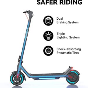 MEGAWHEELS Electric Scooter Adults, 9" Pneumatic Tubeless Tires, 15.5 Miles Range with 250W Motor, 15.5MPH Foldable Commuting E Scooter for Adults