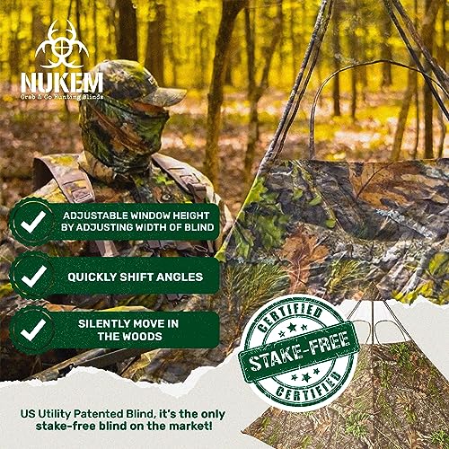 Nukem Grab & Go Hunting Ground Blind - Mossy Oak New Bottomland - Lightweight Stake-Free Pop Up Turkey & Deer Blind (Standard)