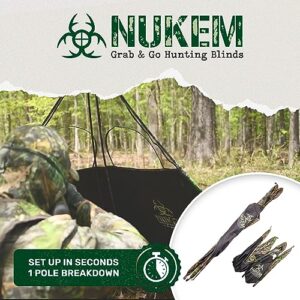 Nukem Grab & Go Hunting Ground Blind - Mossy Oak New Bottomland - Lightweight Stake-Free Pop Up Turkey & Deer Blind (Standard)