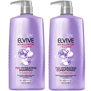 l'oreal paris elvive hyaluron plump shampoo and conditioner set for dehydrated, dry hair with hyaluronic acid care complex, 1 kit (2 products)