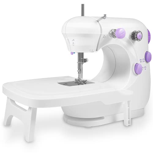 Sewing Machine, Portable Machine with Built-in Stitches, 2-Speed Mini Extension Table, Suitable for Beginners, Best Gift Kids Women Household Space Saver Safe Kit