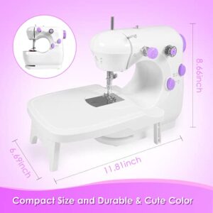 Sewing Machine, Portable Machine with Built-in Stitches, 2-Speed Mini Extension Table, Suitable for Beginners, Best Gift Kids Women Household Space Saver Safe Kit