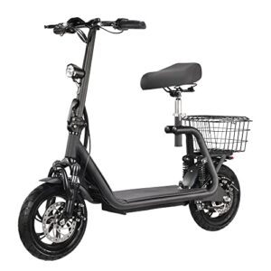 SAY YEAH Adult Electric Scooter with Seat & Carry Basket, New Upgraded 500W 36V Up to 15 Mph- LCD Display-Moped for Adults-Foldable-Oversized Soft Seat-Dual Shock Absorption E-Bike