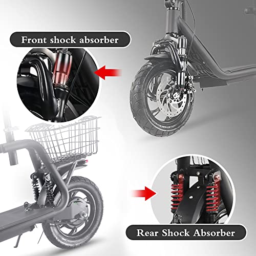 SAY YEAH Adult Electric Scooter with Seat & Carry Basket, New Upgraded 500W 36V Up to 15 Mph- LCD Display-Moped for Adults-Foldable-Oversized Soft Seat-Dual Shock Absorption E-Bike