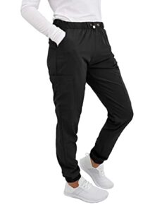 green town women's medical nursing jogger slim fit scrub pant gt performance-black-small petite