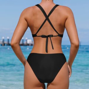 Roselychic Bikini Sets for Women Two Piece Swimsuit High Waisted Cutout Bathing Suits Solid V Neck Swimwear