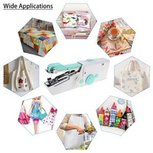 Handheld Sewing Machine Kit for Beginner, Include 8 Pcs 20''x20''/50x50cm Cotton Fabric Sheets for Cushion Pillow, Portable, Easy to Use with Instruction, Family Necessities