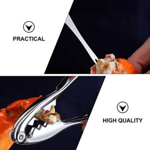 BESTonZON 1 set 5 pcs Crackers Picks Lobster Opener Nut Stainless for Forks Hard Silver Kit Crayfish Eating Shrimp Shell Peel Clamps Tools Seafood Accessories Nutcrackers Claw of and Crab,