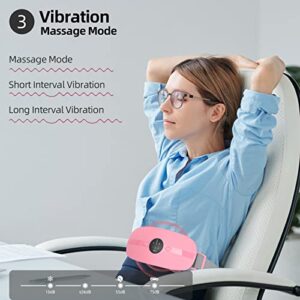 Portable Cordless Heating Pad, Heating Pads for Cramps with 3 Heat Levels and 3 Massage Modes, Menstrual Heating Pad 5s Fast Heating, Back or Belly Pain Relief Heating Pad for Women and Girl