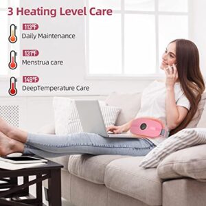 Portable Cordless Heating Pad, Heating Pads for Cramps with 3 Heat Levels and 3 Massage Modes, Menstrual Heating Pad 5s Fast Heating, Back or Belly Pain Relief Heating Pad for Women and Girl