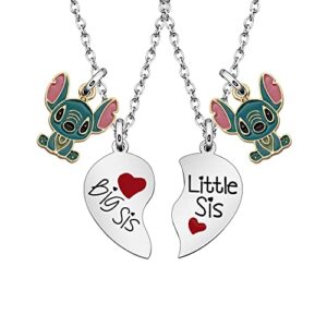 stitch sister gifts for girls necklace matching big sister little sister jewelry for twin sister best friend stitch lover gifts (big little sister)