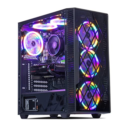 MXZ Gaming PC Desktop Computer, AMD Ryzen 5 4500, GTX1660S 6GB,16GB DDR4, NVME 500G SSD, 6RGB Fans, Win 11 Pro Ready, Gamer Desktop Computer(R5 4500| GTX1660S)