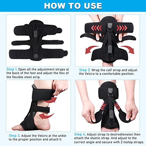 KASCLINO Plantar Fasciitis Night Splint, 3 Adjustable Straps Foot Brace for Ankle Heel Arch Pain Relief Associated for Women Men, Stronger Fixed, Foot-Drop Flat-Foot, Day&Night