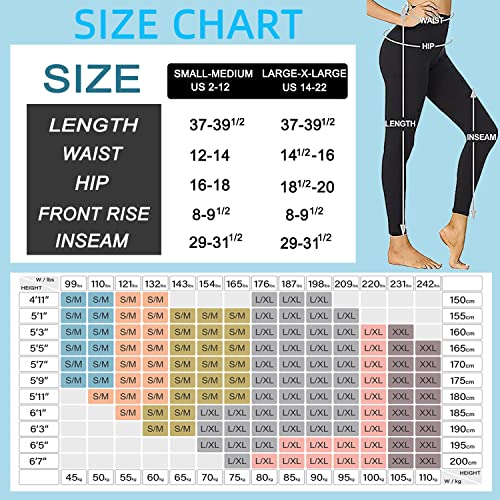 Leggings for Women - Butt Lift High Waisted Tummy Control No See-Through Yoga Pants Workout Running Leggings Black Large-X-Large