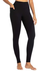 sunzel no front seam workout leggings for women with pockets, high waisted compression yoga pants with tummy control 26" black x-small