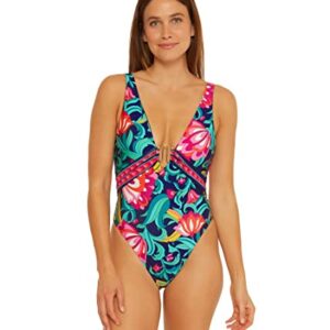 Trina Turk Women's Standard India Garden Plunge Neck, Multi