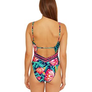 Trina Turk Women's Standard India Garden Plunge Neck, Multi