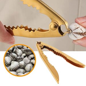 ZJchao Crab Cracker, Stainless Steel Gold Seafood Tools Non Slip Robust Crab Lobster Crackers Nutcracker Chestnut Walnut Opener Clip for Home Kitchen Hotel Seafood