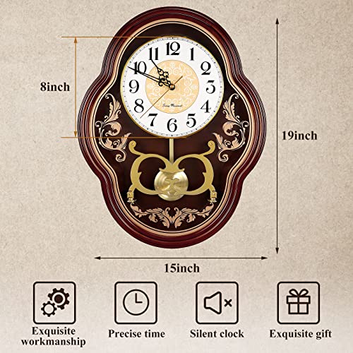 YEQKINIG Wall Clock 15 inch Large Silent Clock, Battery Powered, No Ticking Quartz Pendulum Clock,Wall Clock for Living Room Decor，Suitable for Bedroom、Bathroom、Farmhouse、Kitchen...