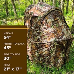 AYIN Hunting Chair Blind See Through with Carrying Bag, 1 Person Pop Up Ground Chair Blinds 270 Degree, Portable Durable Hunting Chair Tent for Deer & Turkey Hunting (Camouflage)