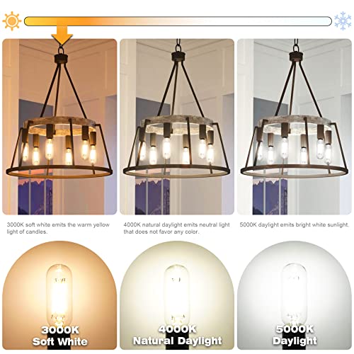 hansang E12 LED Bulbs Dimmable, 40W Equivalent, 3000K Soft White, T6 Tube Candelabra LED Light Bulbs for Chandelier, Light Bulbs Small Base with Filament Clear Glass, 120V, CRI85+, 400LM, 8 Pack