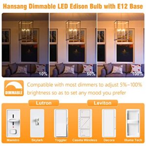 hansang E12 LED Bulbs Dimmable, 40W Equivalent, 3000K Soft White, T6 Tube Candelabra LED Light Bulbs for Chandelier, Light Bulbs Small Base with Filament Clear Glass, 120V, CRI85+, 400LM, 8 Pack