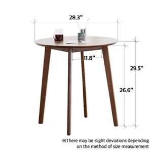 Livinia 3-Piece Dining Table Set, Canberra 28.3" Round Table (Walnut) Cabin Chair (Walnut) Set for Two