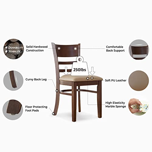 Livinia 3-Piece Dining Table Set, Canberra 28.3" Round Table (Walnut) Cabin Chair (Walnut) Set for Two