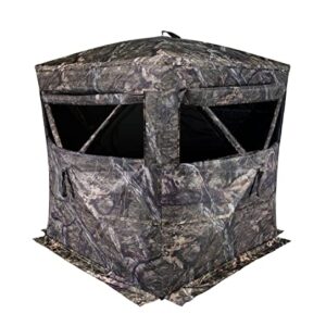 Ameristep FieldView 3 Durable One-Way View See-Through Mesh Hub Style Hunting Ground Blind | 3 Hunters Concealment | Mossy Oak DNA Camo